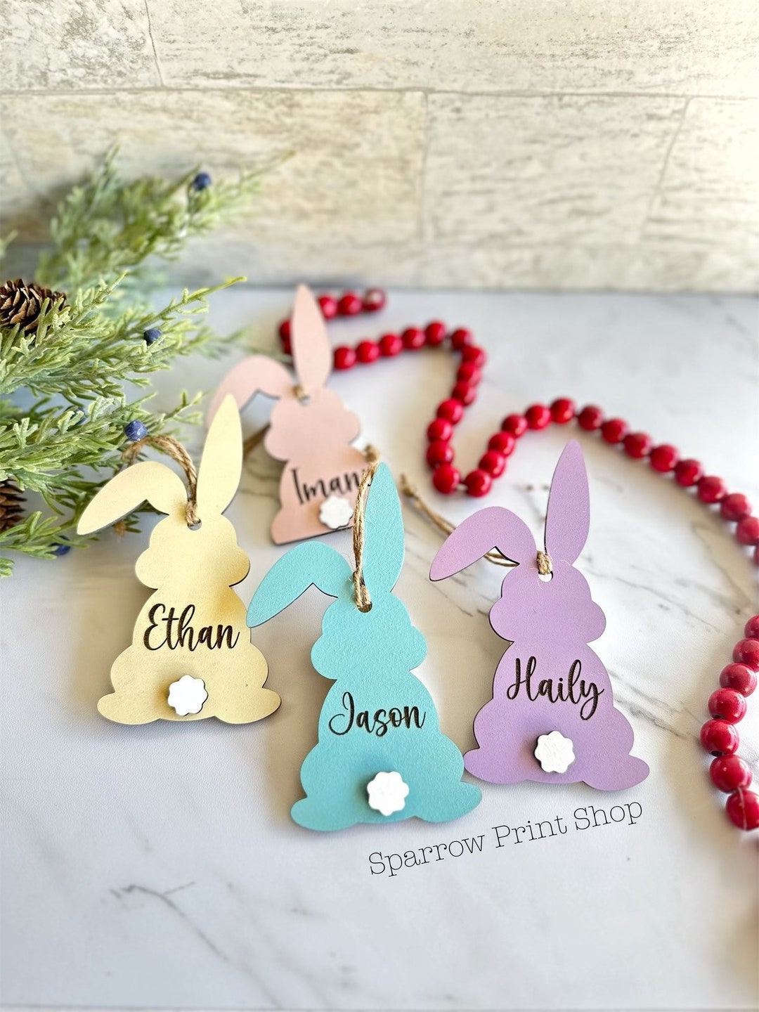 Easter Bunny 3D Wooden Name Tags| Wooden Easter Gift Tags| Customized ...