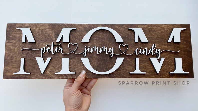 3D Personalized Mom Sign With Children Name Mother's Day - Etsy