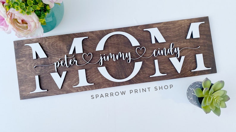 3D Personalized Mom Sign With Children Name Mother's Day - Etsy