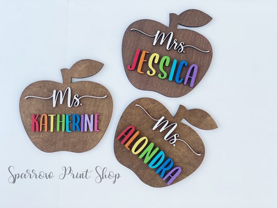 Personalized Teacher Apple Sign Gift for Teachers Classroom - Etsy