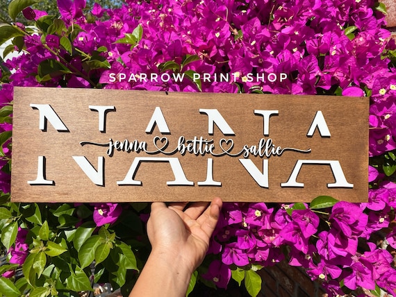 3D Personalized Nana Sign With Children Names Mother's - Etsy