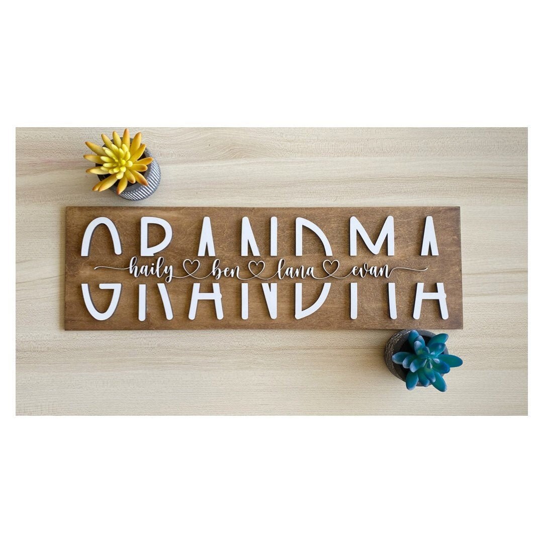 3D Personalized Grandma Sign With Children Name| Personalized Grandma ...