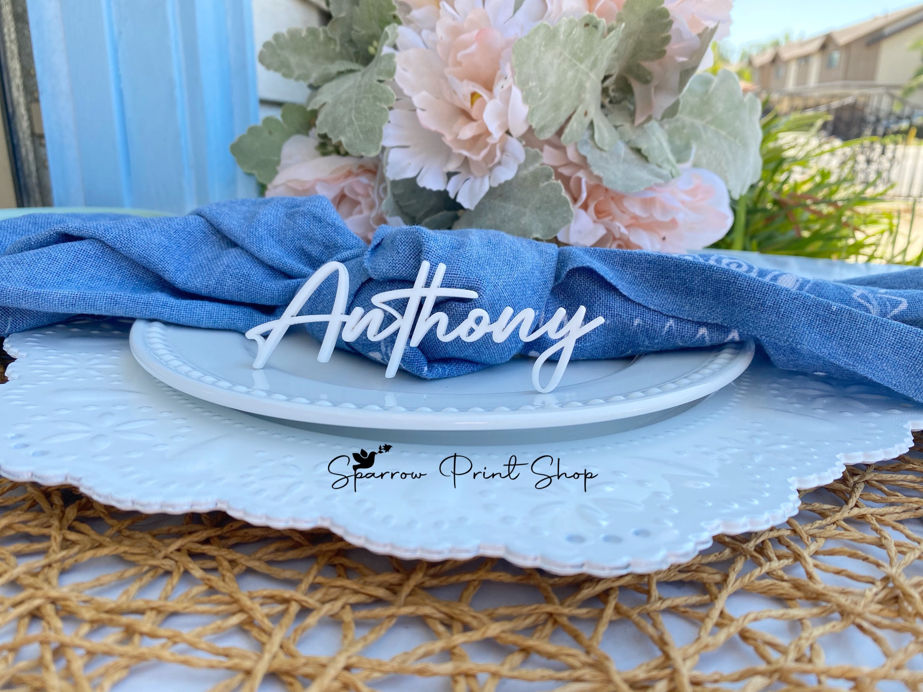 Wedding Name Plate Card Name Place Card White Acrylic Table - Etsy