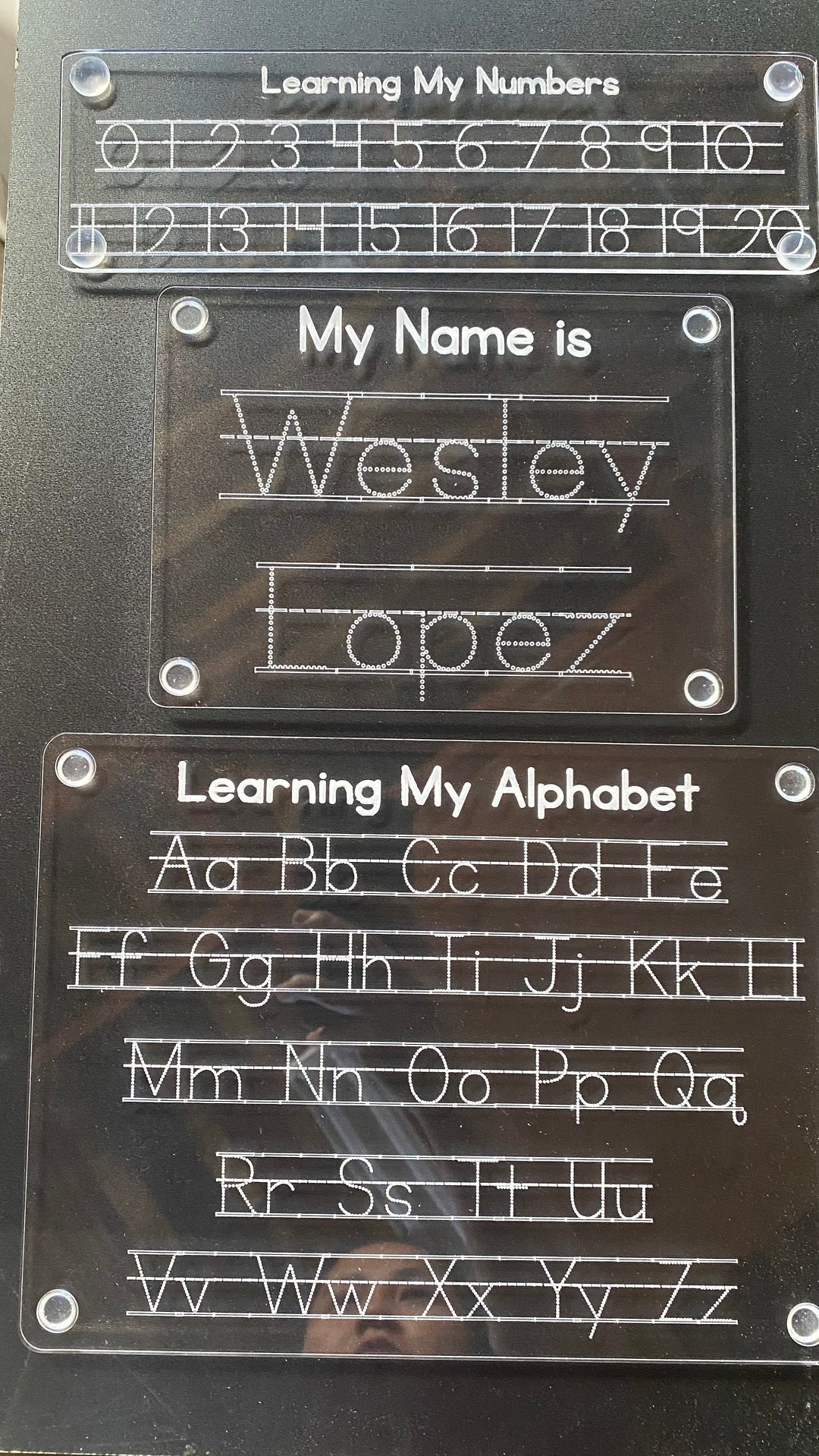 Children Name , Alphabet, Number Trace Board| Reusable Dry Erase Name ...