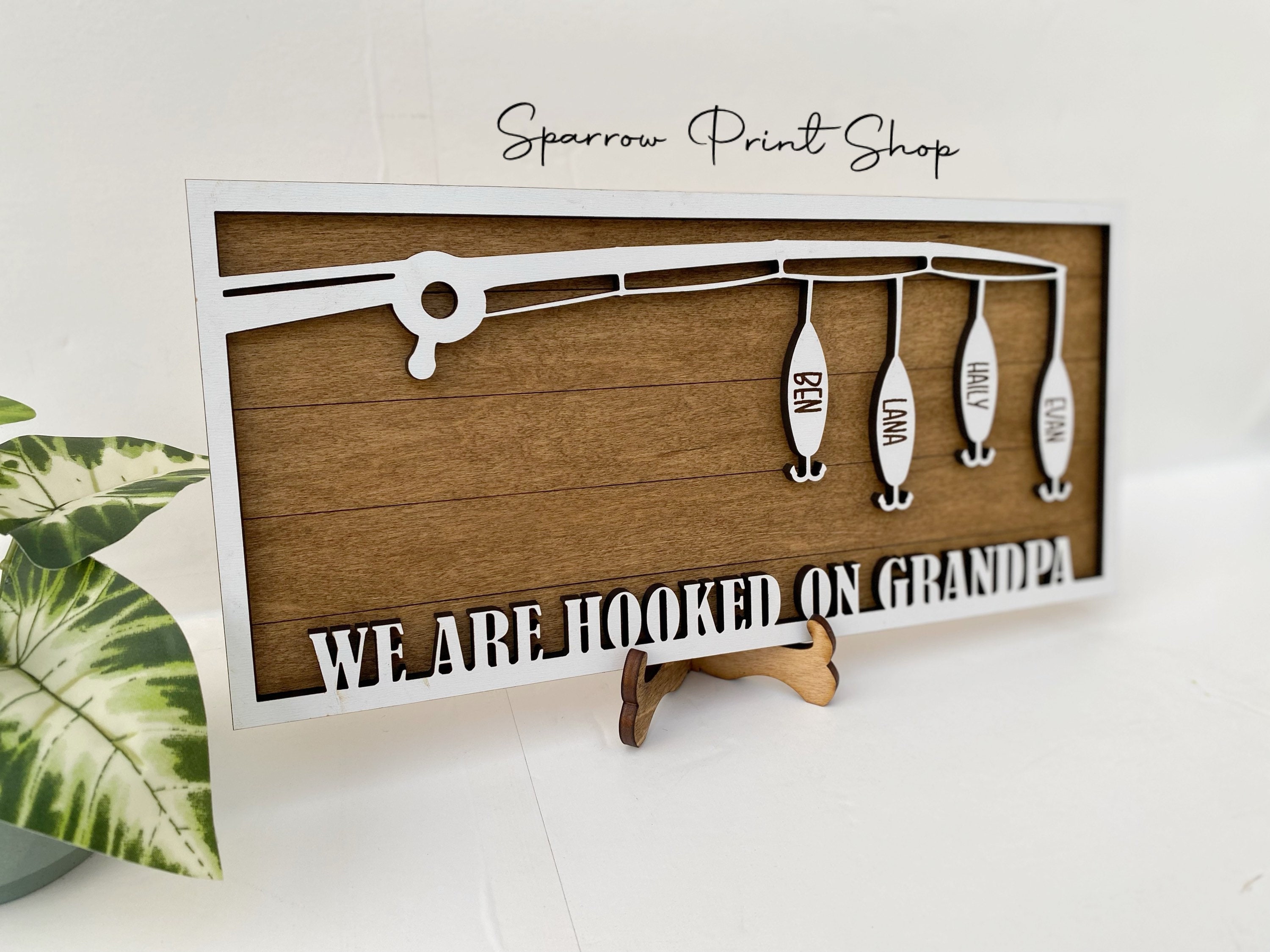 Hooked on Dad Papa Wooden Sign Hooked on Grandpa Wooden Sign - Etsy