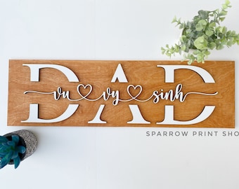 Dad Sign With Kids Names Fathers Day Gift Personalized Gift - Etsy