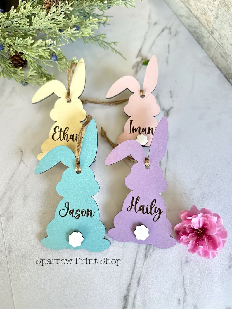 Easter Bunny 3D Wooden Name Tags Wooden Easter Gift Tags - Etsy