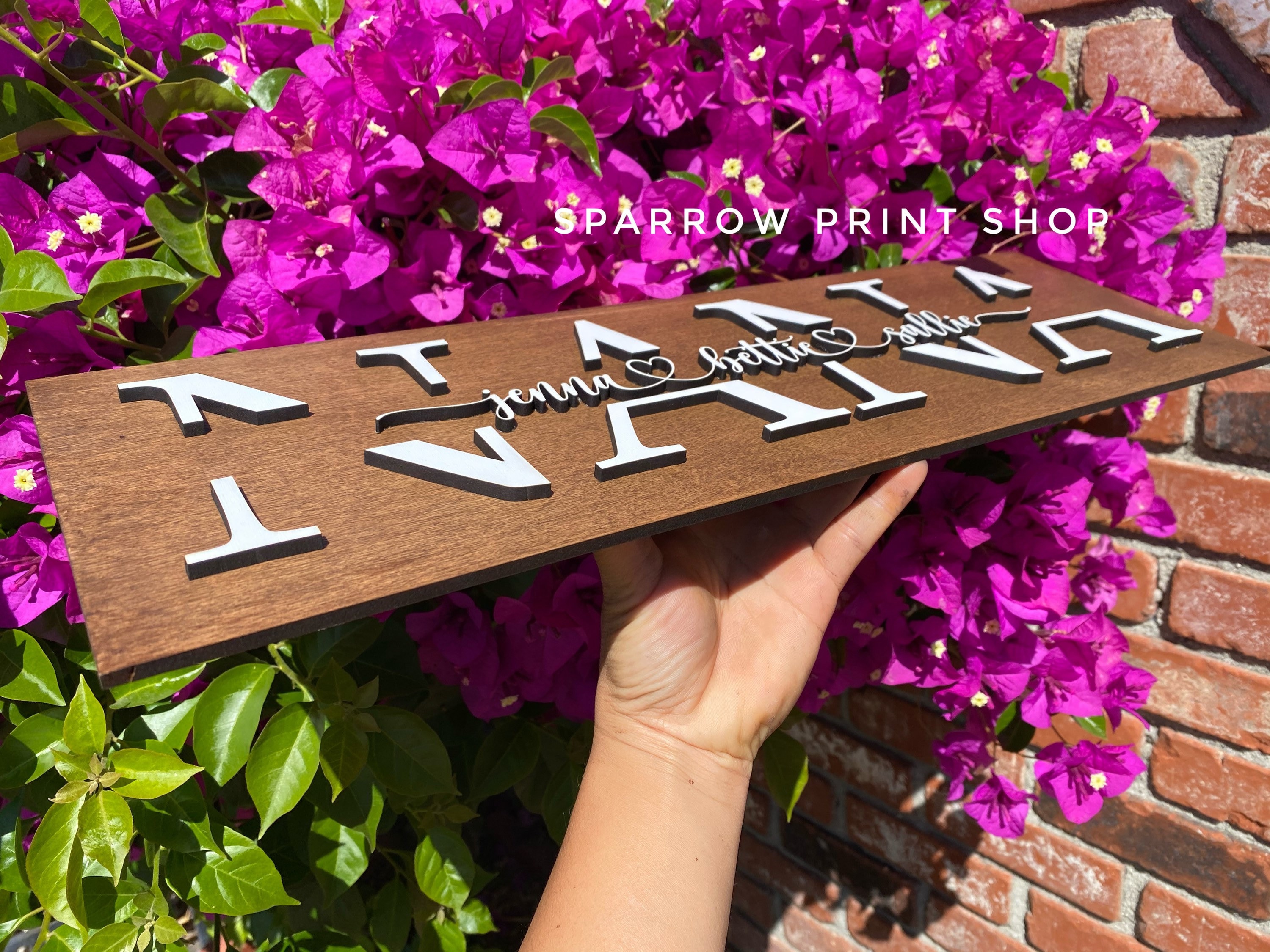 3D Personalized Nana Sign With Children Names Mother's - Etsy