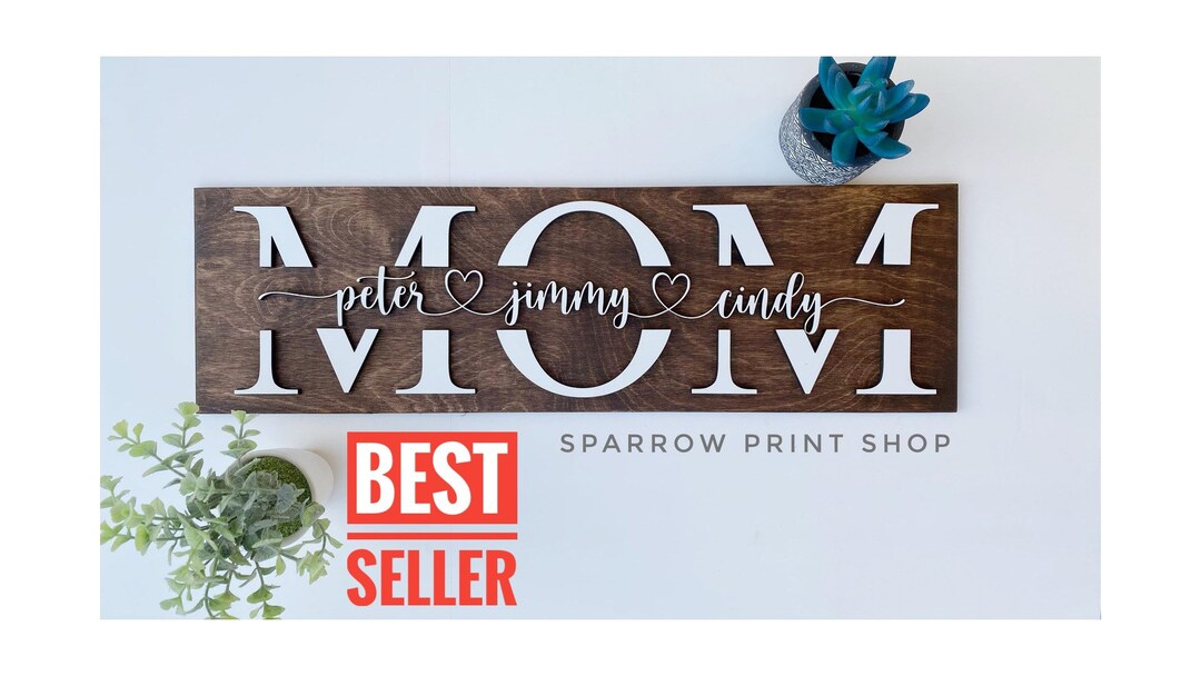 3D Personalized Mom Sign With Children Name Personalized - Etsy
