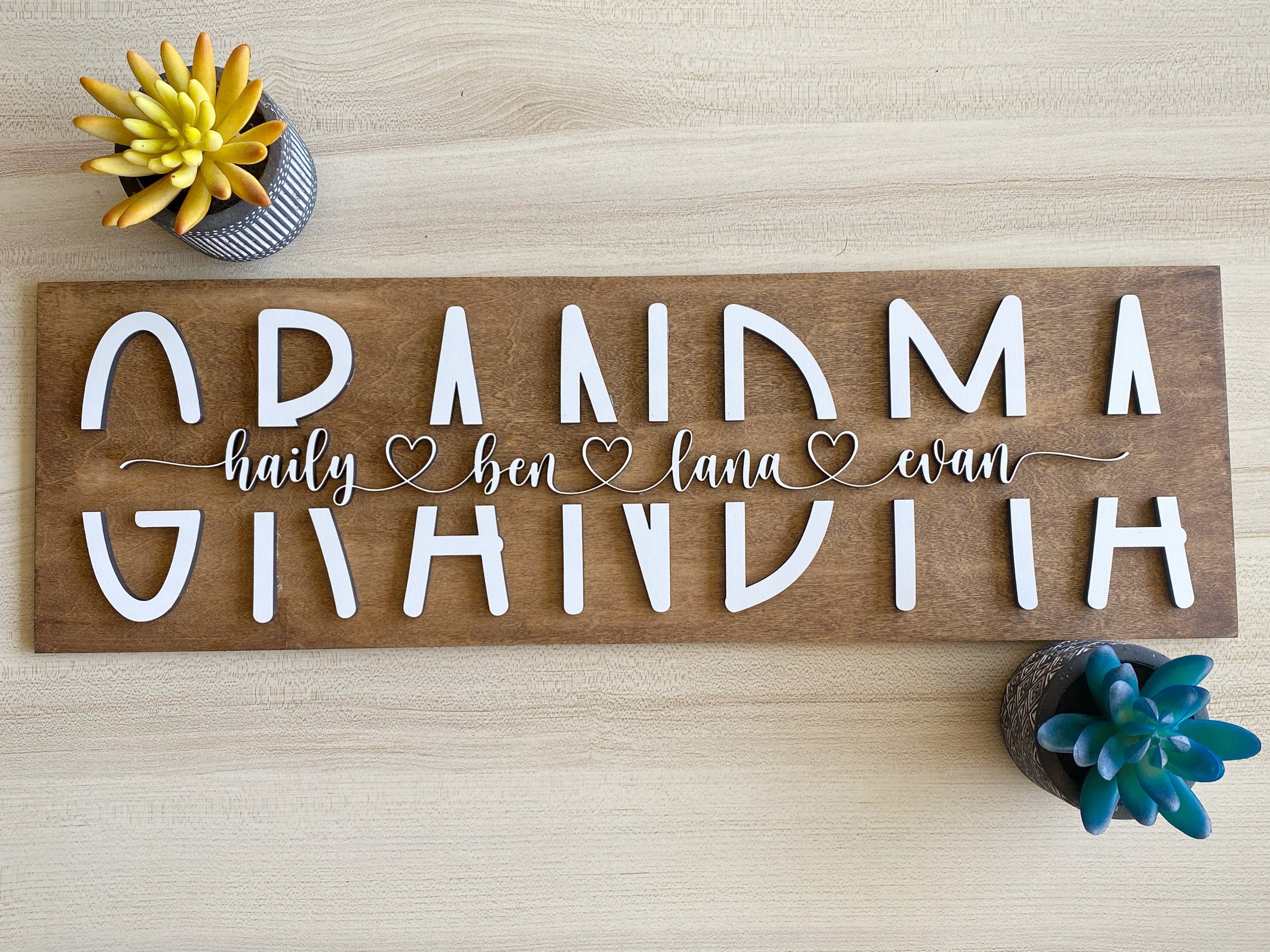 3D Personalized Grandma Sign With Children Name Personalized - Etsy