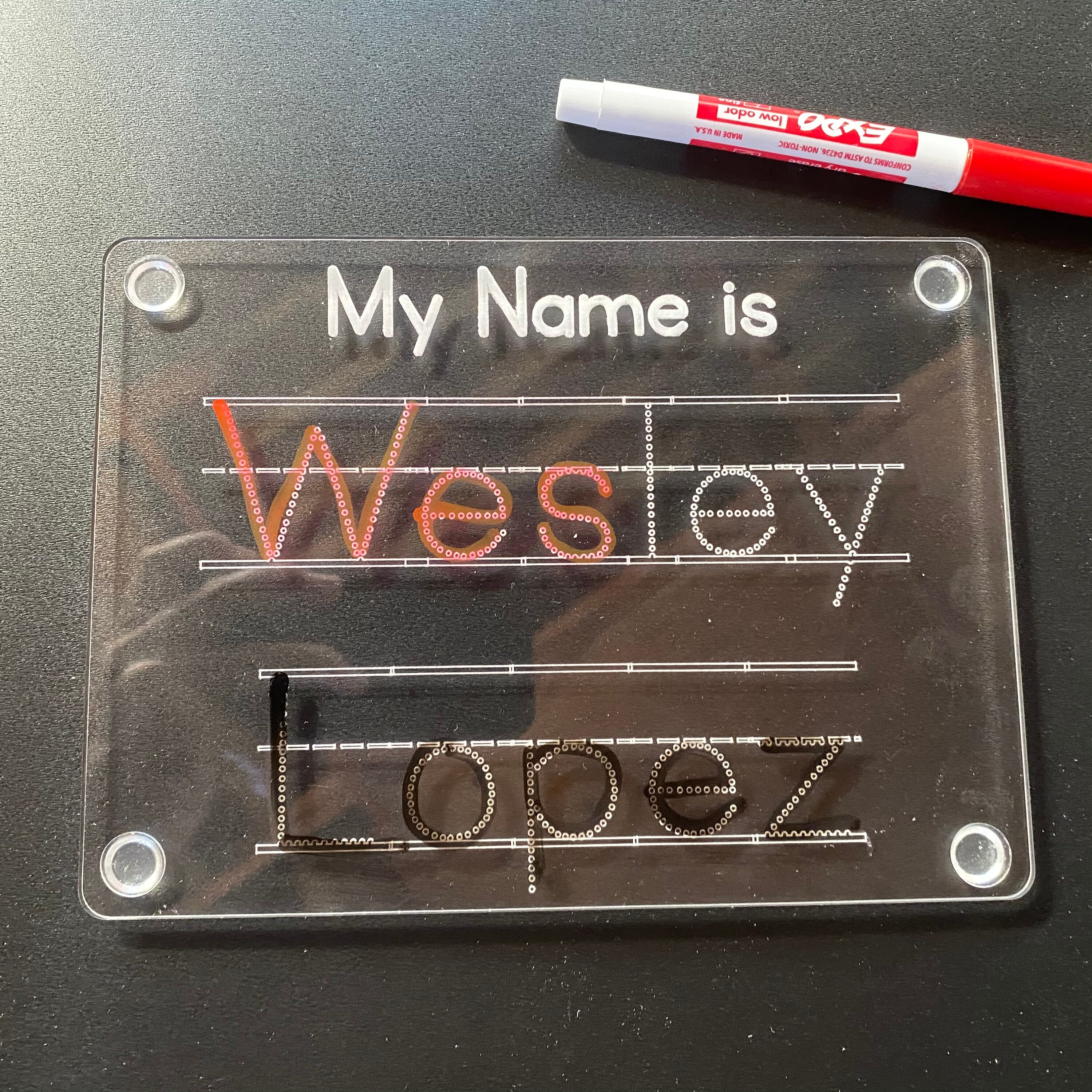 Children Name , Alphabet, Number Trace Board| Reusable Dry Erase Name ...