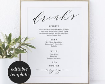 Wedding bar menu | Etsy