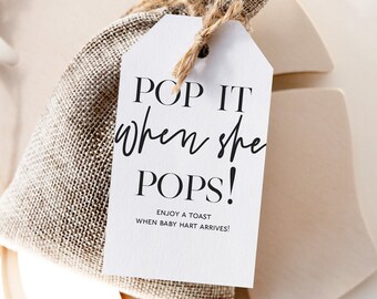 Floral Pop It When She Pops Tag Template Baby Shower Champagne | Etsy