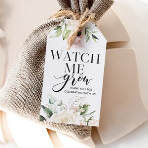 Pink Floral Watch Me Grow Tag Succulent Favors Tag Plant Thank - Etsy