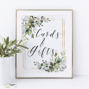 Greenery Foliage Cards and Gifts Sign Printable Greenery Cards | Etsy