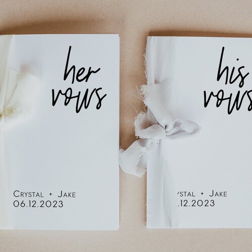 His and Her Wedding Vow Template Personalized Vow Booklet - Etsy