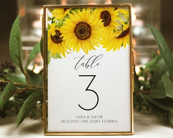 Sunflower Table Numbers | Etsy
