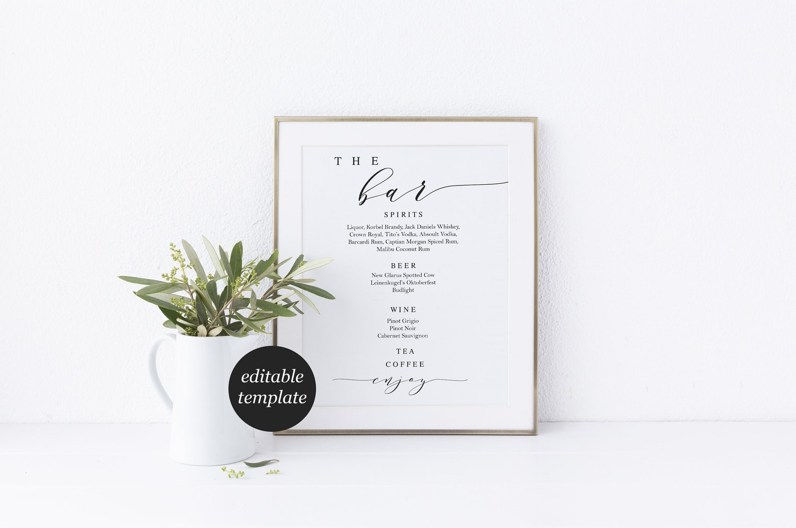 The Bar Menu Sign Bar Menu Sign Printable Wedding Bar Menu | Etsy