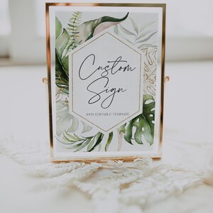 Tropical Custom Sign Template Editable Printable Sign 8x10 - Etsy