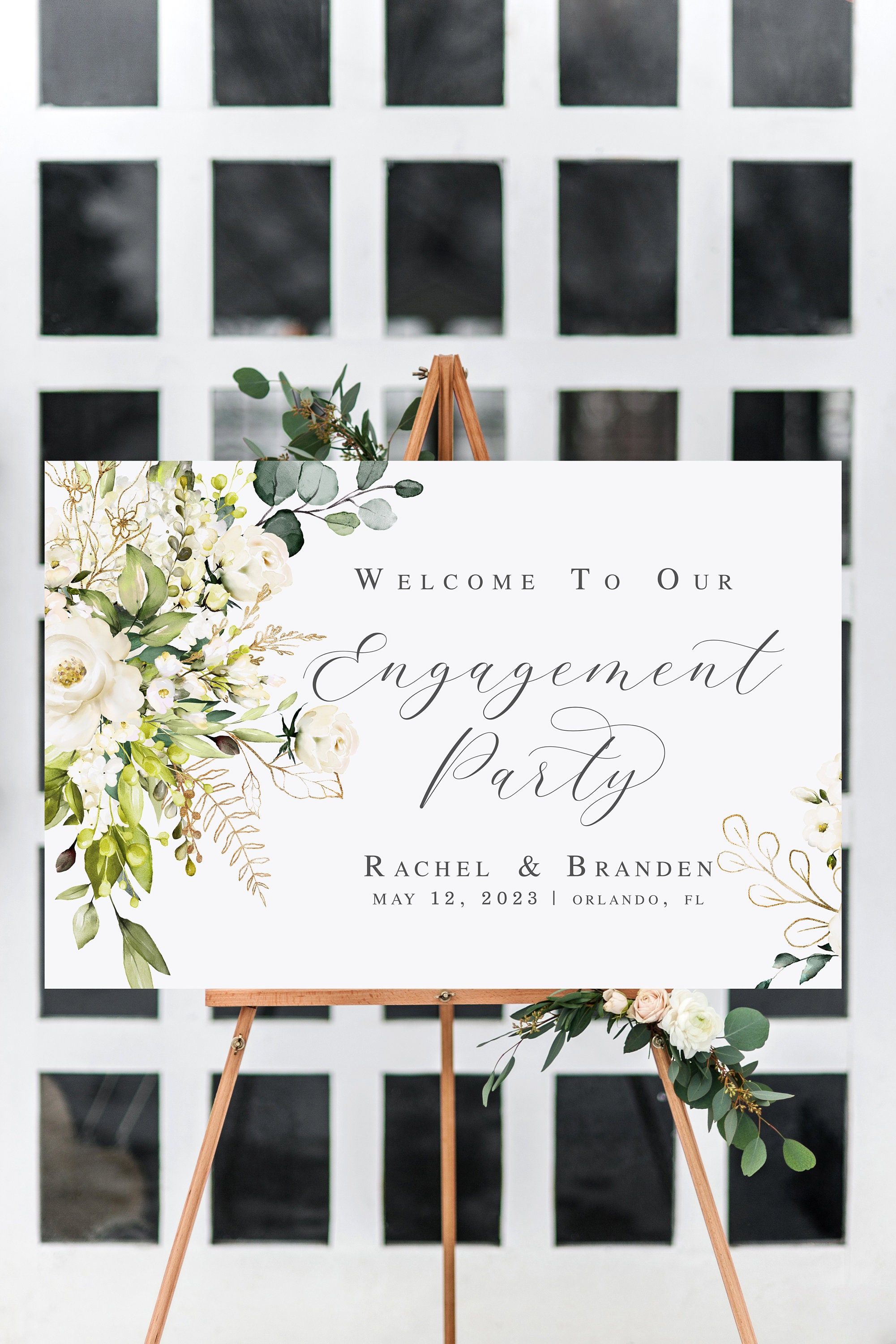 Engagement Welcome Sign Template Greenery Engagement - Etsy