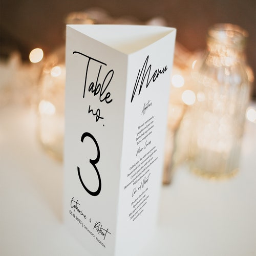 Tri-fold Table Numbers Template Tri-fold Menu Seating Plan - Etsy
