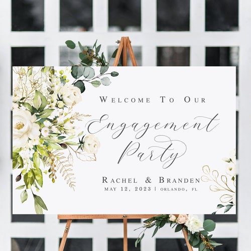Engagement Welcome Sign Template Greenery Floral Engagement - Etsy