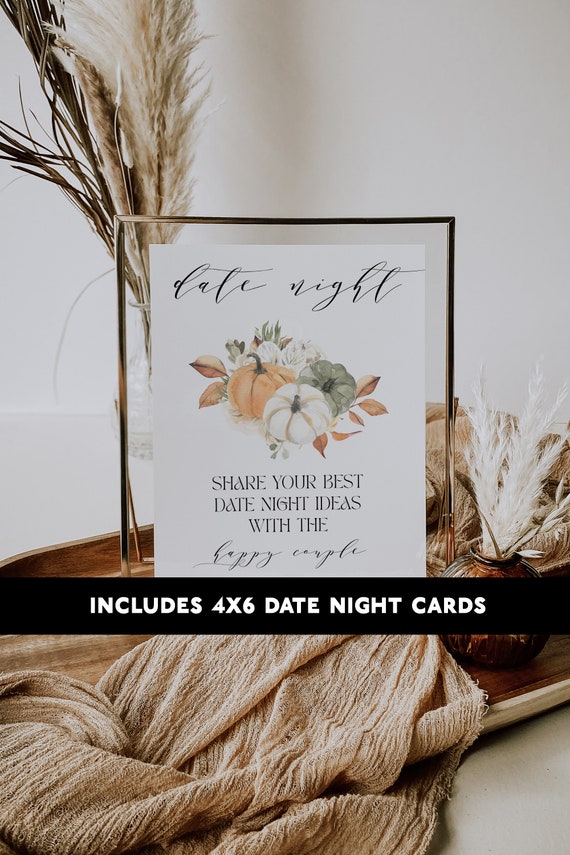 Fall Date Night Sign Printable Date Night Cards Fall Bridal | Etsy