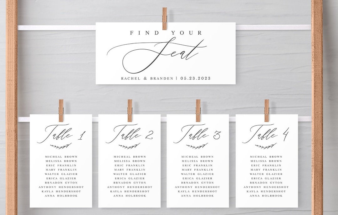 Wedding Seating Chart Template Wedding Table Numbers Chart - Etsy