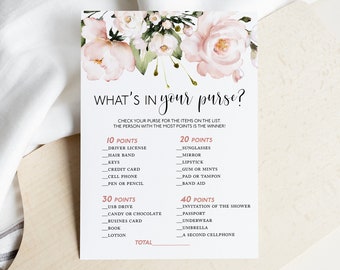 Blush Pink Baby Shower Games What's in Your Purse - Etsy