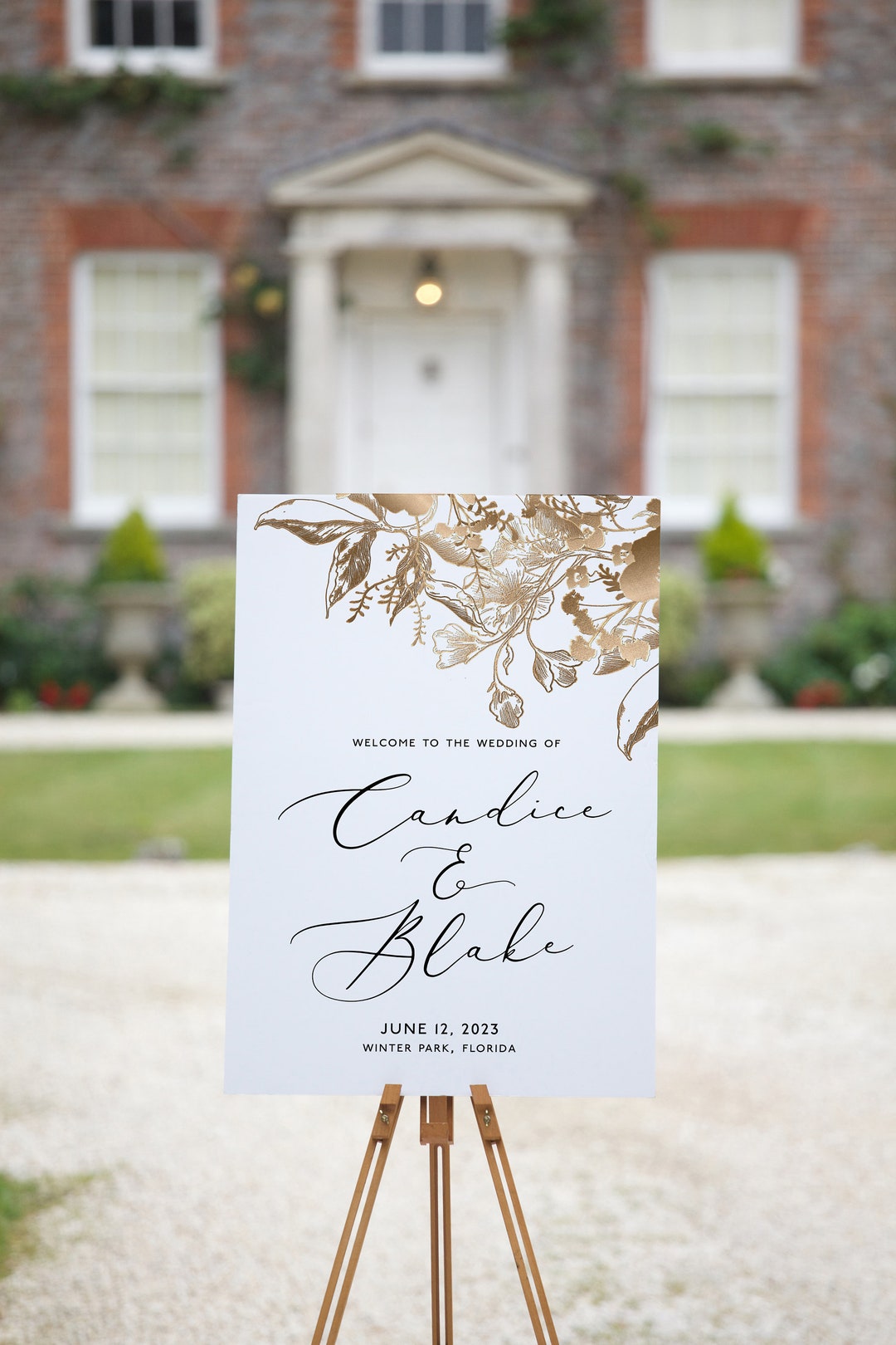 Gold Wedding Welcome Sign Template Faux Gold Foil Elegant - Etsy