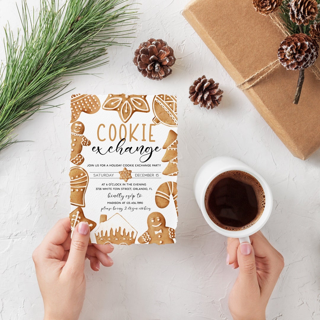 Cookie Exchange Invitation Template Gingerbread Cookie Editable ...