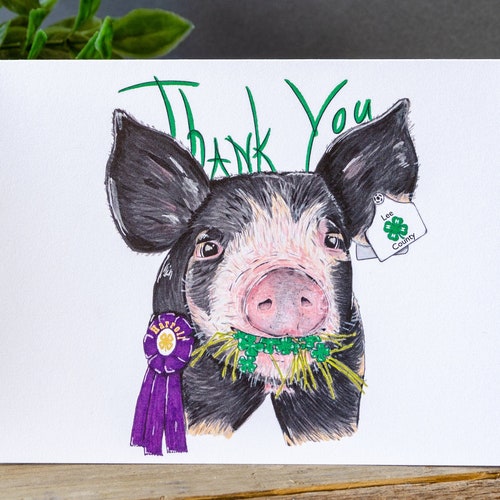 Show Pig Thank You Cards 4 Pack - Etsy