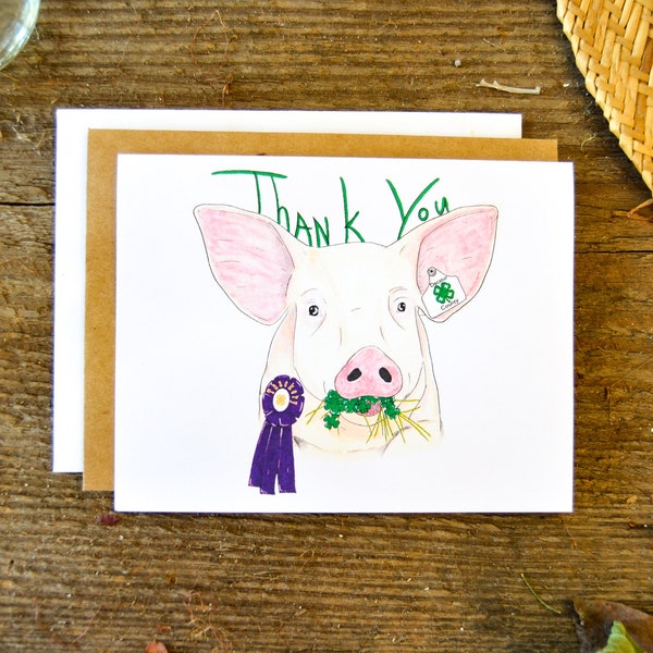 Pig Thank You Card - Etsy