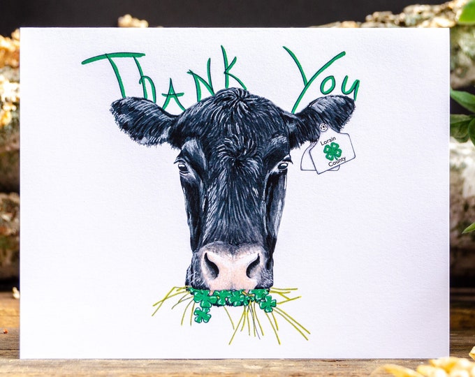 Personalized 4-H Black Angus Cow Thank You Cards - C127 - Etsy
