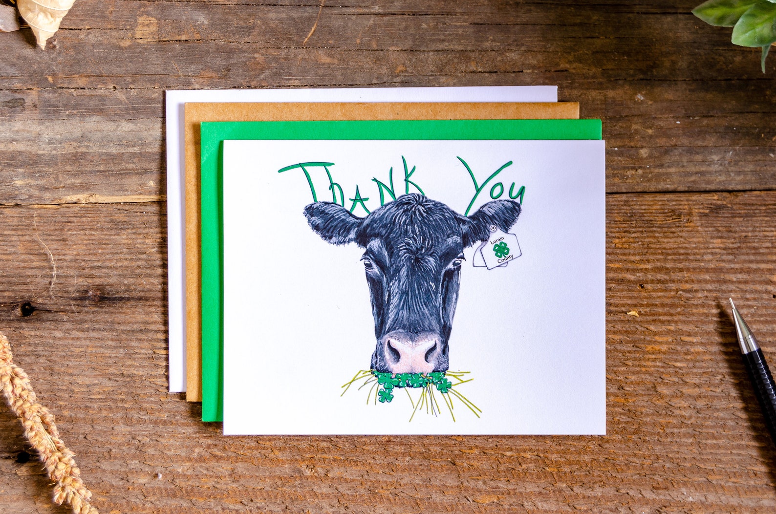 Personalized 4-H Black Angus Cow Thank You Cards C127 | Etsy
