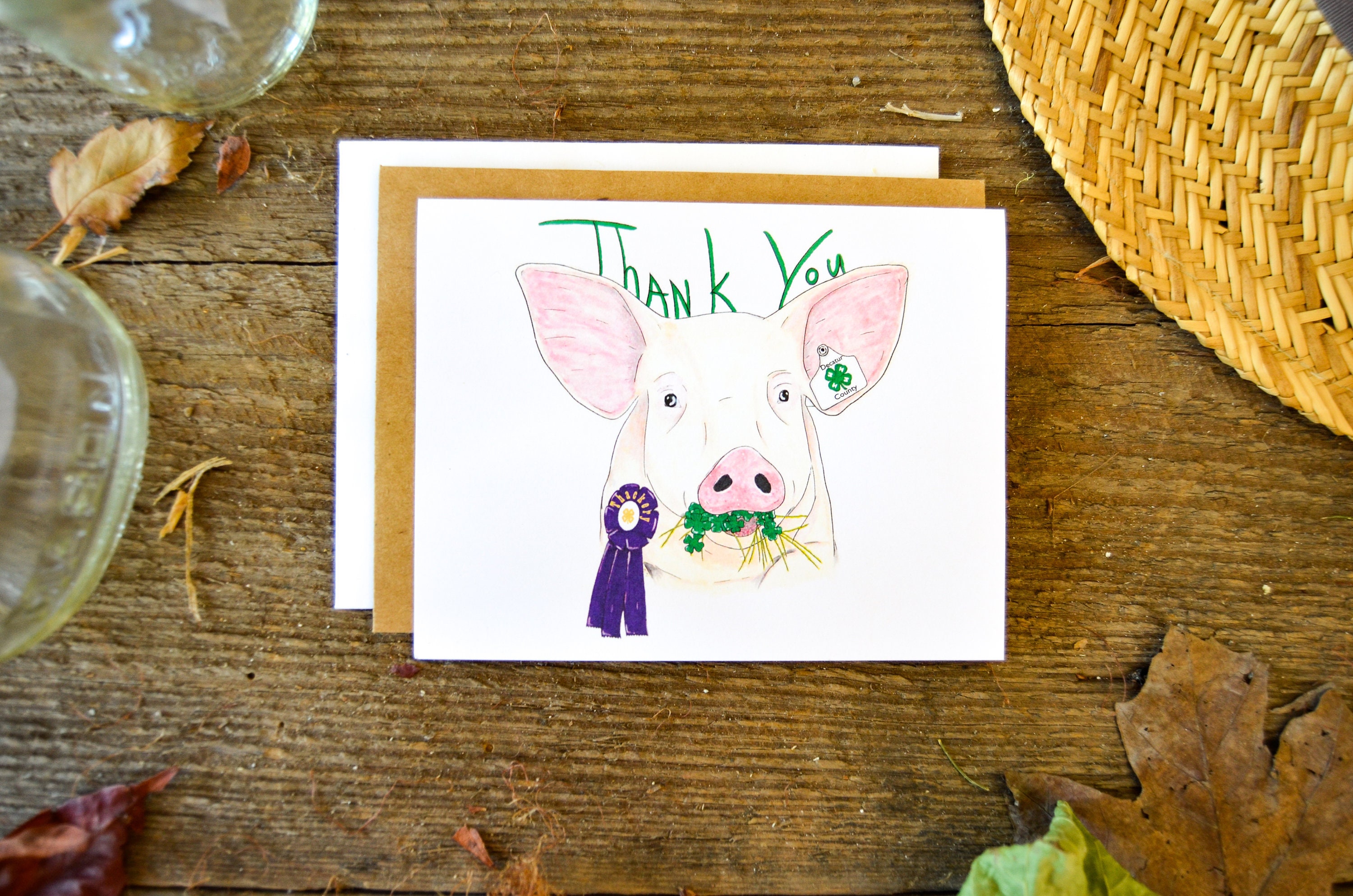 4-H Personalized York Pig Thank You Cards C68 - Etsy Polska