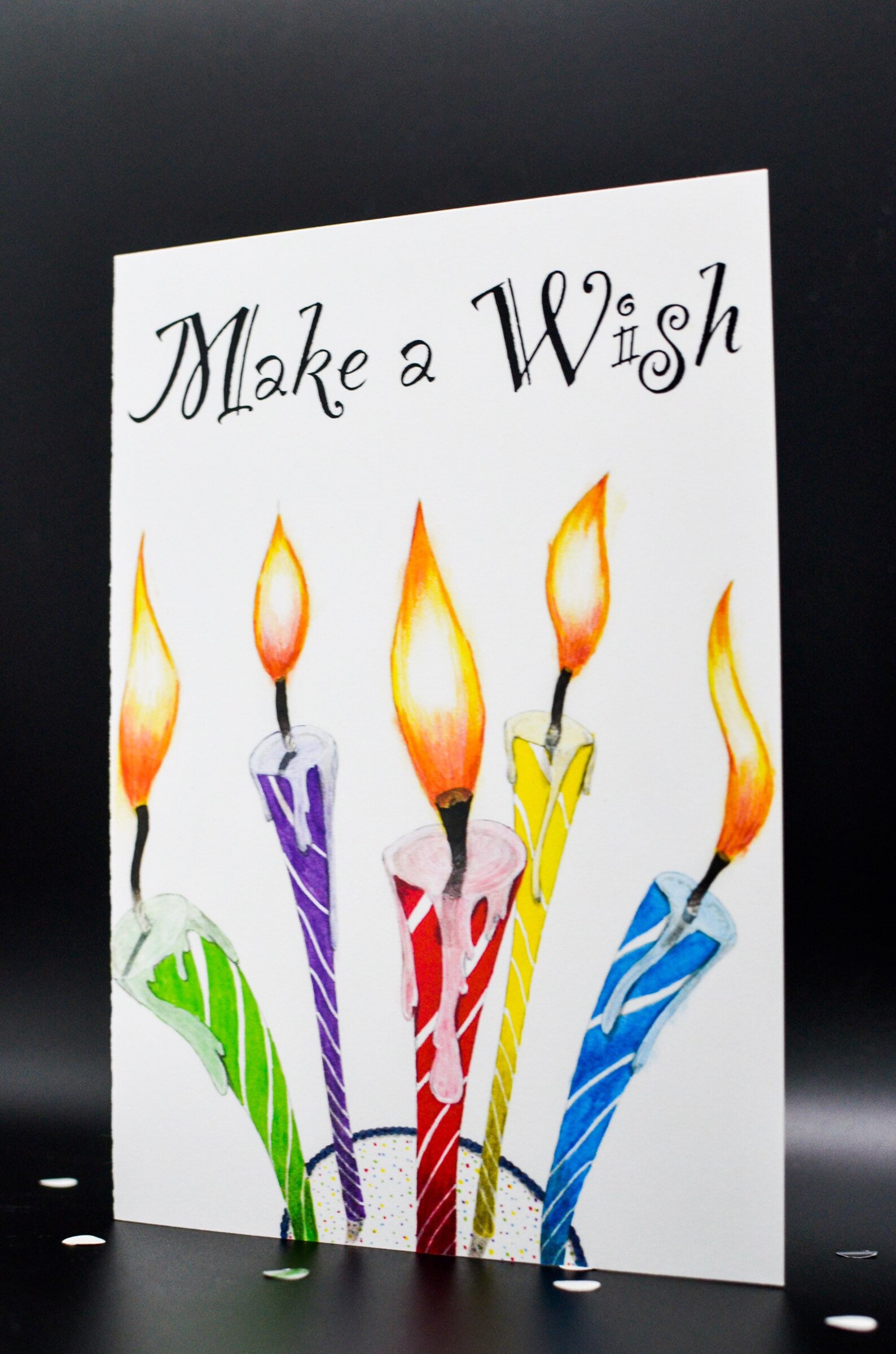 Candle Birthday Card Colorful Birthday Card Make a Wish | Etsy