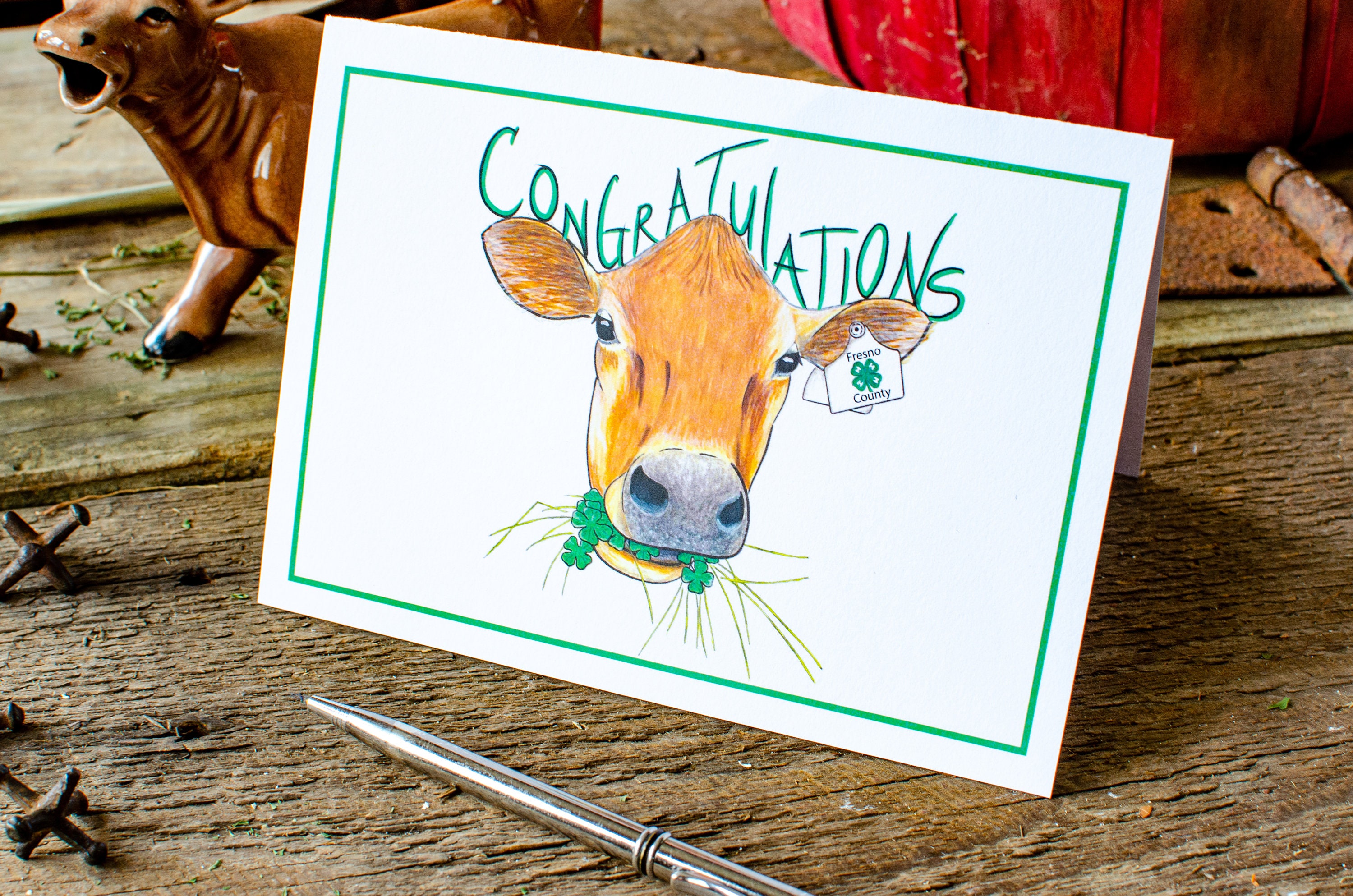 4-H Personalized Cow Congratulations Card With Border C83 - Etsy UK