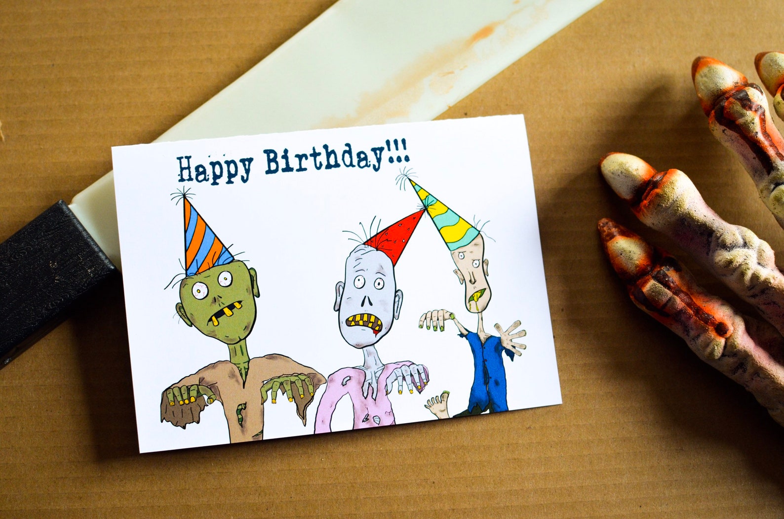 Zombie Birthday Card Funny Birthday Cards Zombie Cards - Etsy