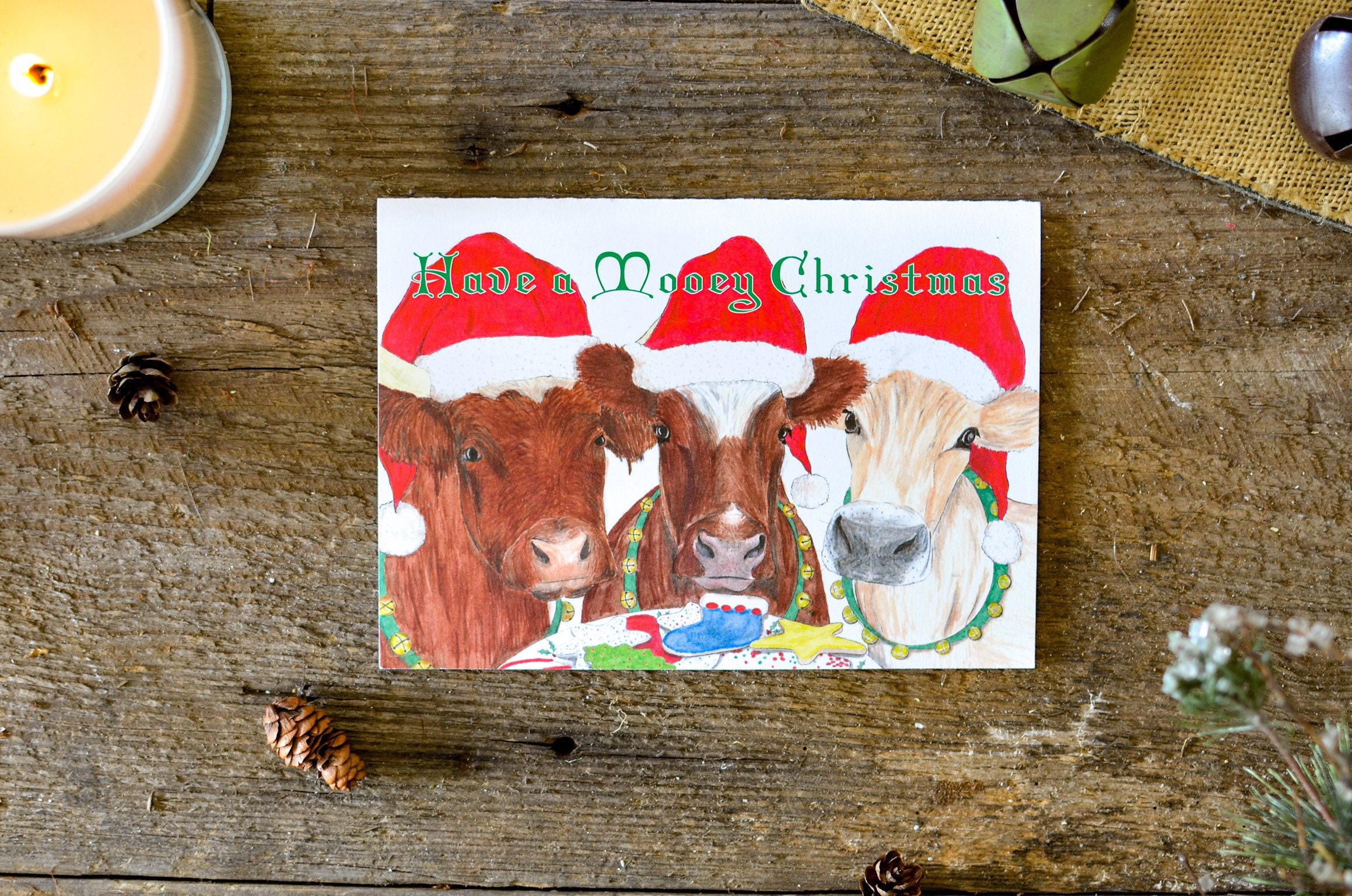 Cow Christmas Card Farm Christmas Card Boxed Christmas | Etsy
