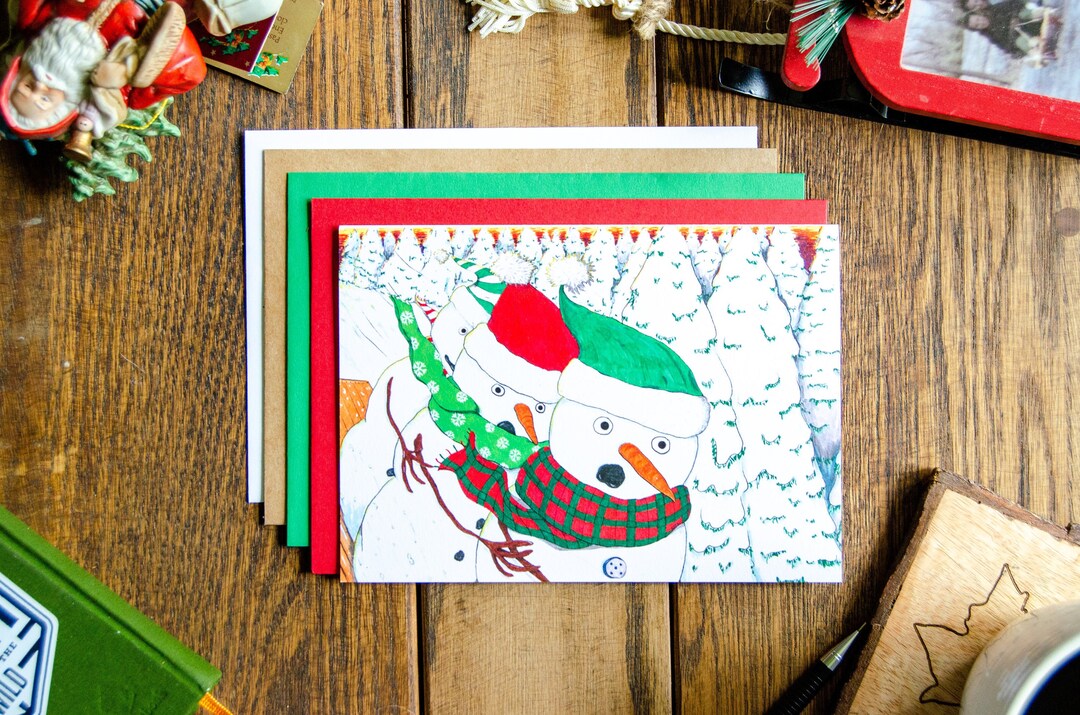 Sledding Snowmen Boxed Christmas Cards C89 - Etsy