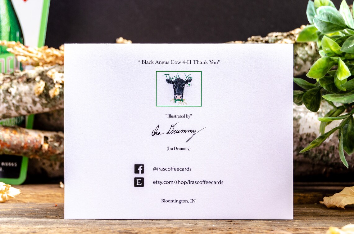 Personalized 4-H Black Angus Cow Thank You Cards C127 | Etsy