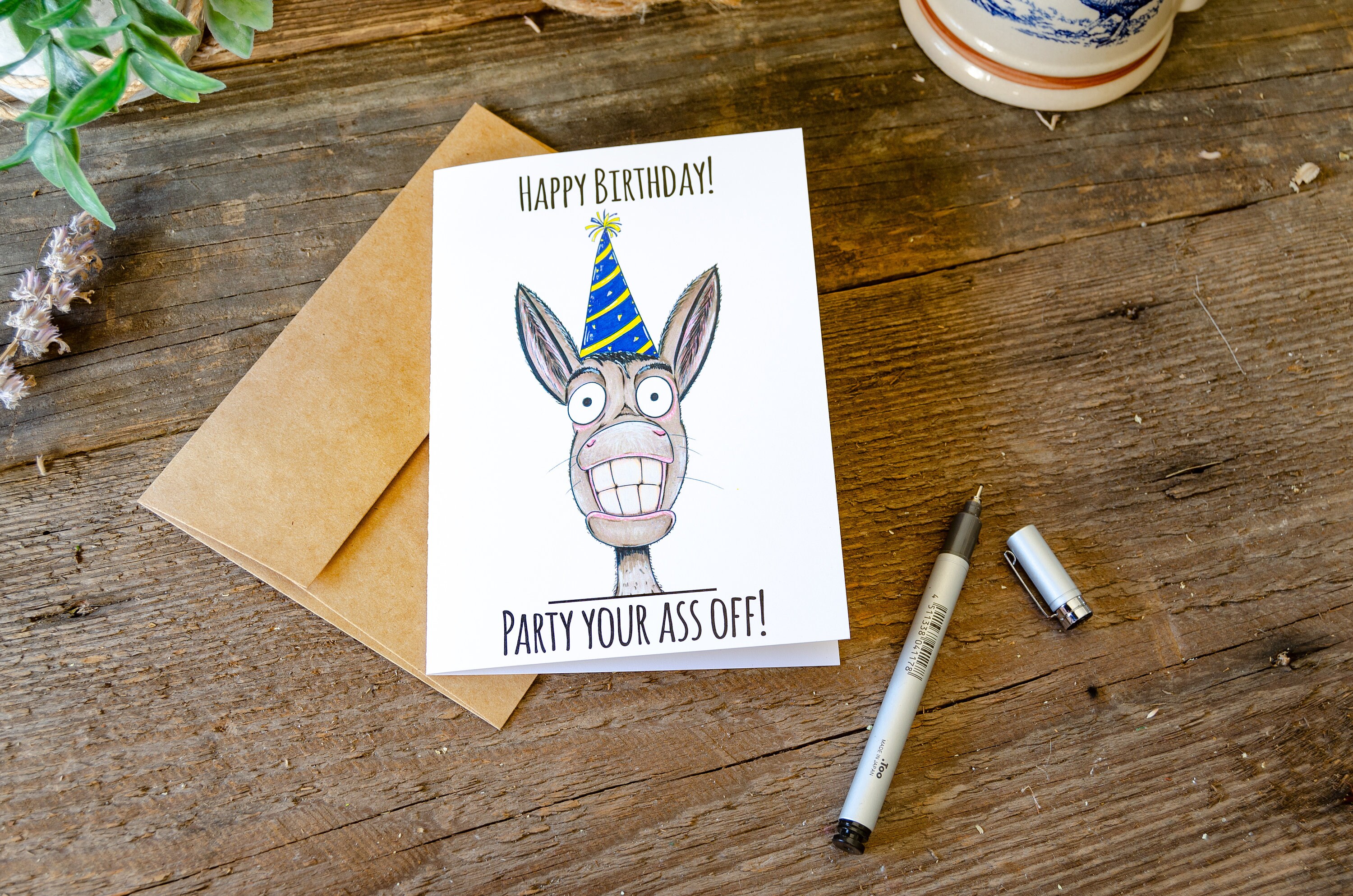 Funny Donkey Birthday Card Ass Birthday Card Country | Etsy