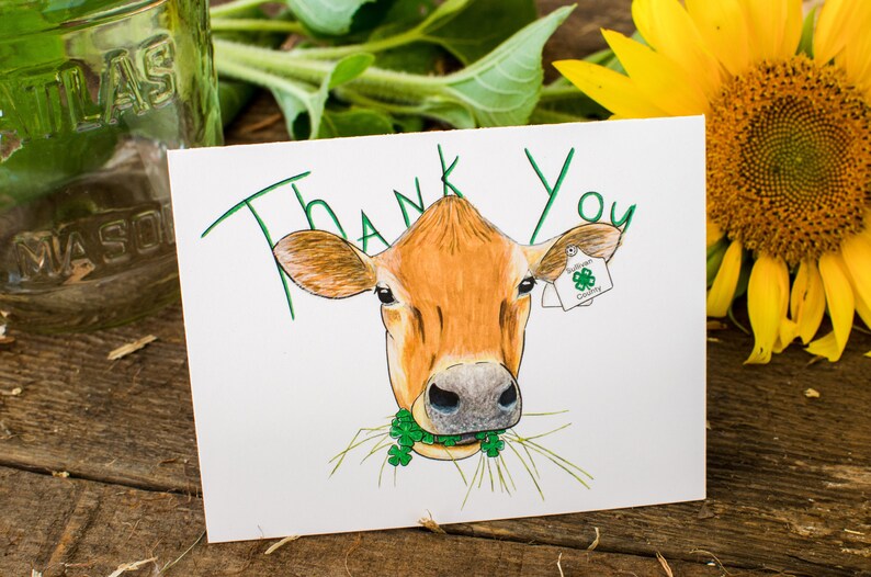 4-H Personalized Jersey Cow Thank You Cards C64 | Etsy