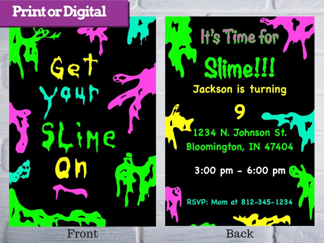 Slime Birthday Party Invite Slime Birthday Invite Slime - Etsy