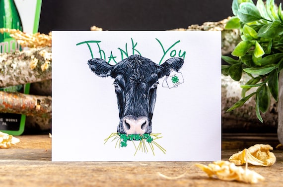 Personalized 4-H Black Angus Cow Thank You Cards C127 | Etsy