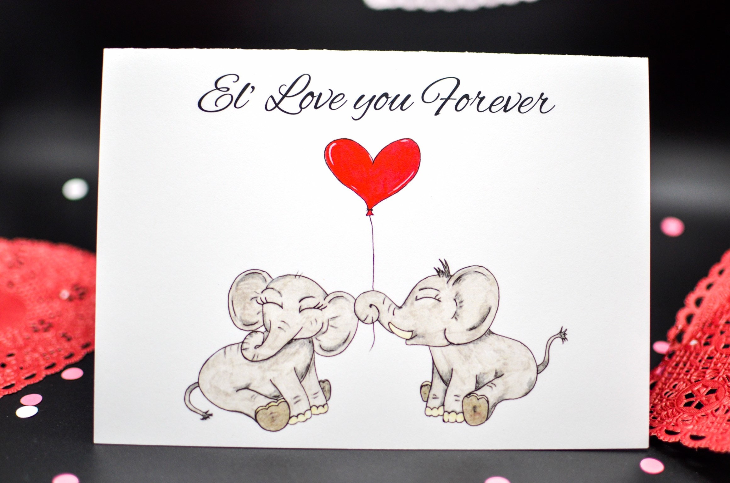 Elephant Valentines Card Elephant thinking of you card I | Etsy