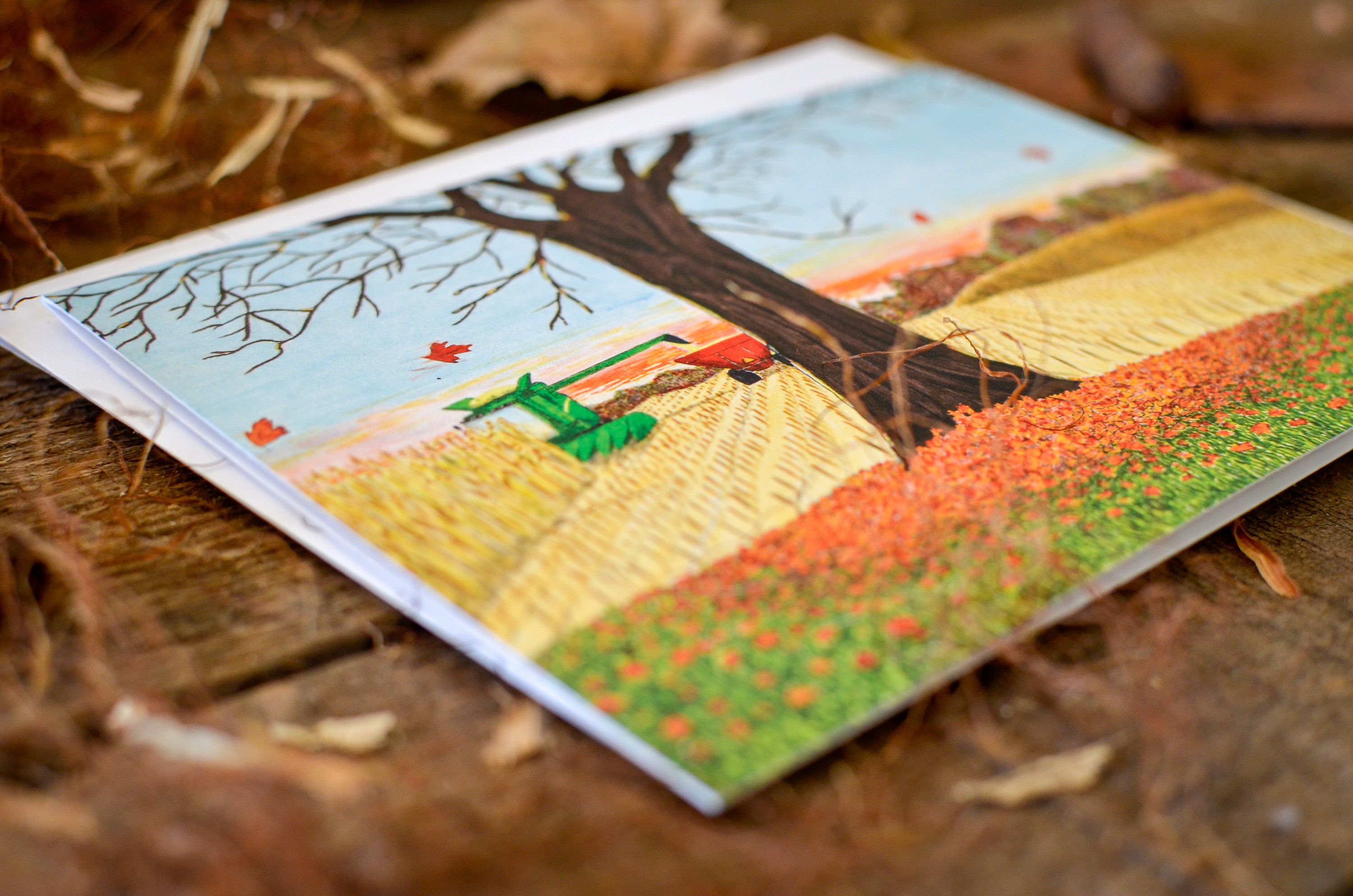 Fall Harvest Farm Greeting Card Fall Sunset Greeting Card | Etsy