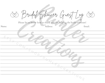 Printable Baby Shower Guest Log, Wedding, Address Book, Digital ...