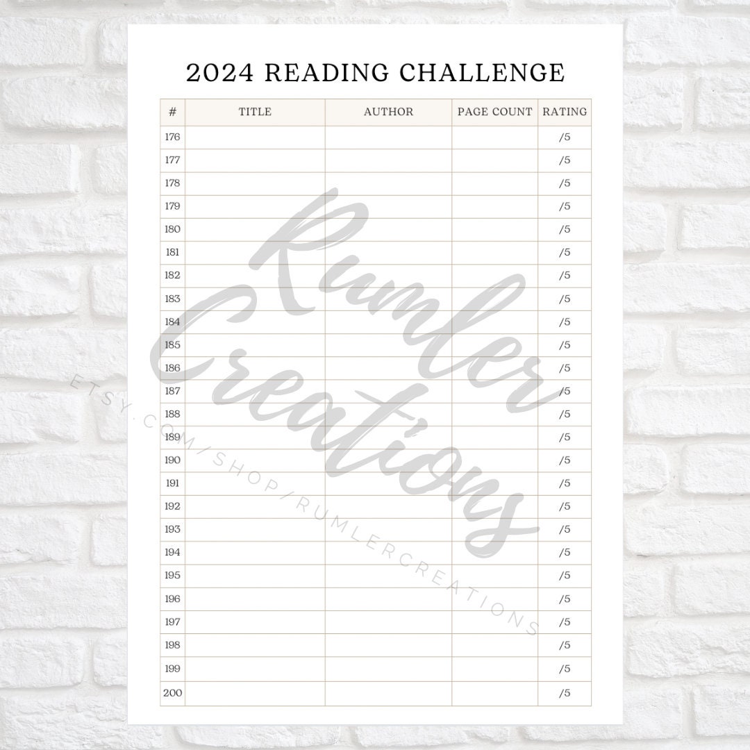 Printable 2024 Reading Challenge Log, 2023, for Adults, for Children ...
